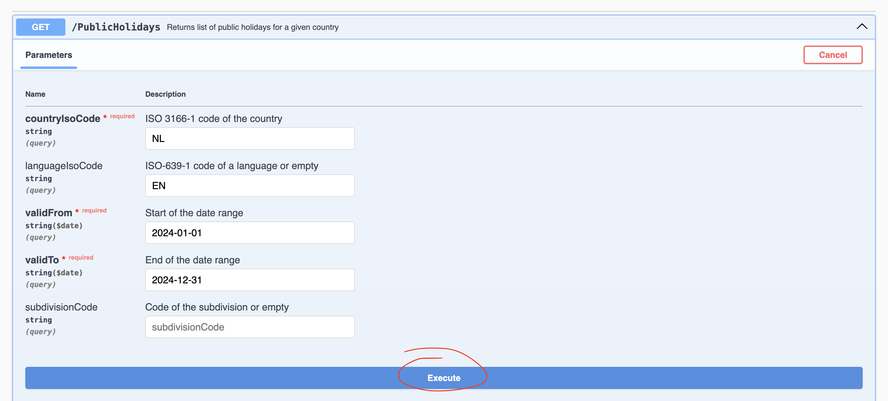 Using Swagger to explore an API